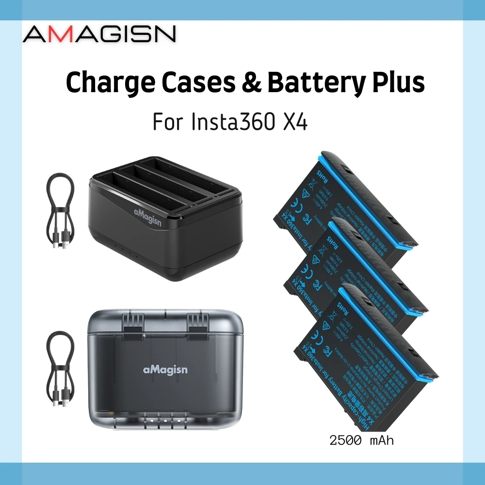 AMAGISN-For-Insta360-X4-Battery-Plus-2500mAh-Charge-Hub-Charging-Case ...