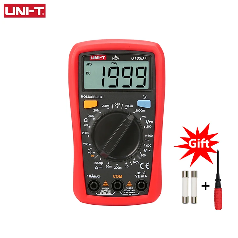 Uni-t Ut33d+ Mini Digital Multimeter 600v Ncv Palm Size Manual Range Ac ...
