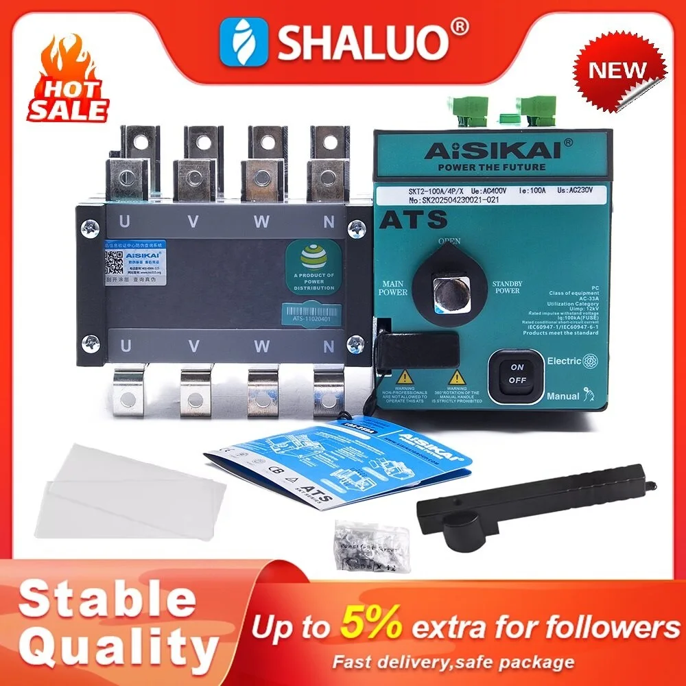 100% Original Aisikai 4P 100A ATS Dual Power Automatic Transfer Switch ...
