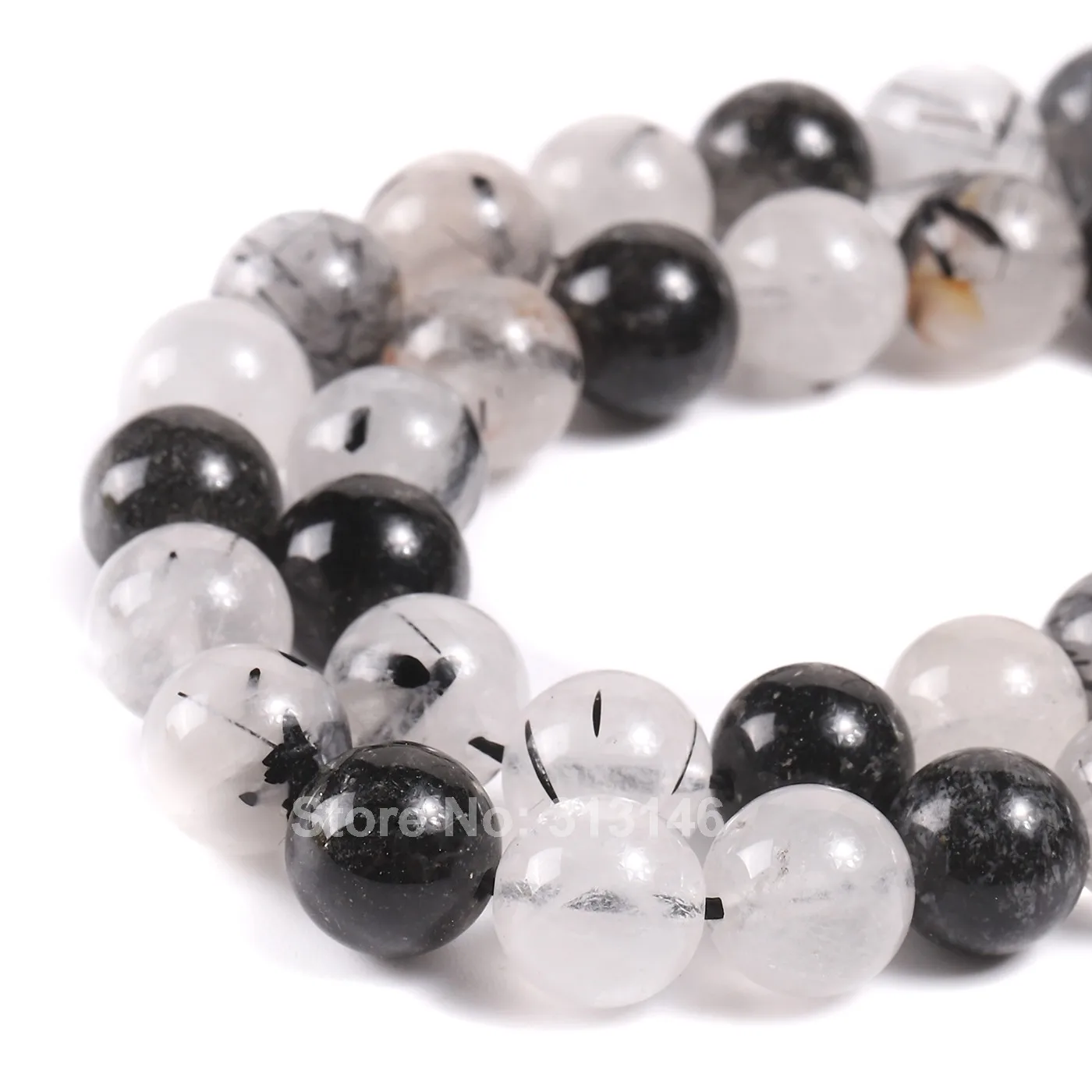 Natural Black Rutilated Quartz | Stone Rutilated Natural Beads - Strand ...