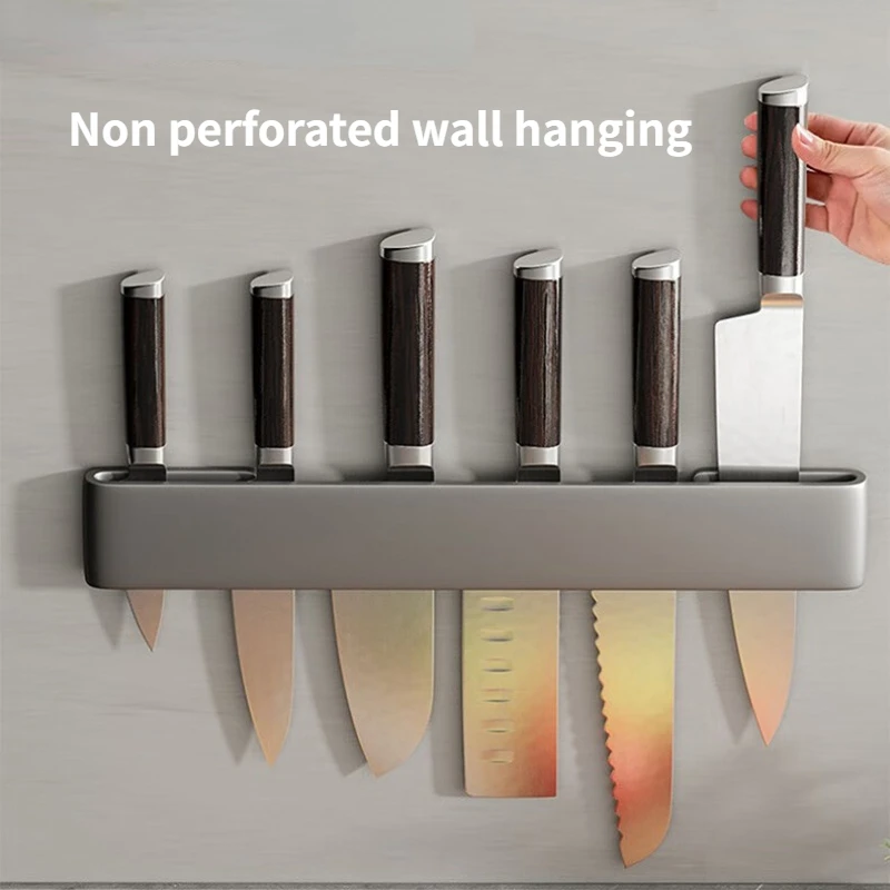 Wall-Mounted-Metal-Knife-Holder-Chef-Block-Free-Inserting-Kitchen-Tool ...
