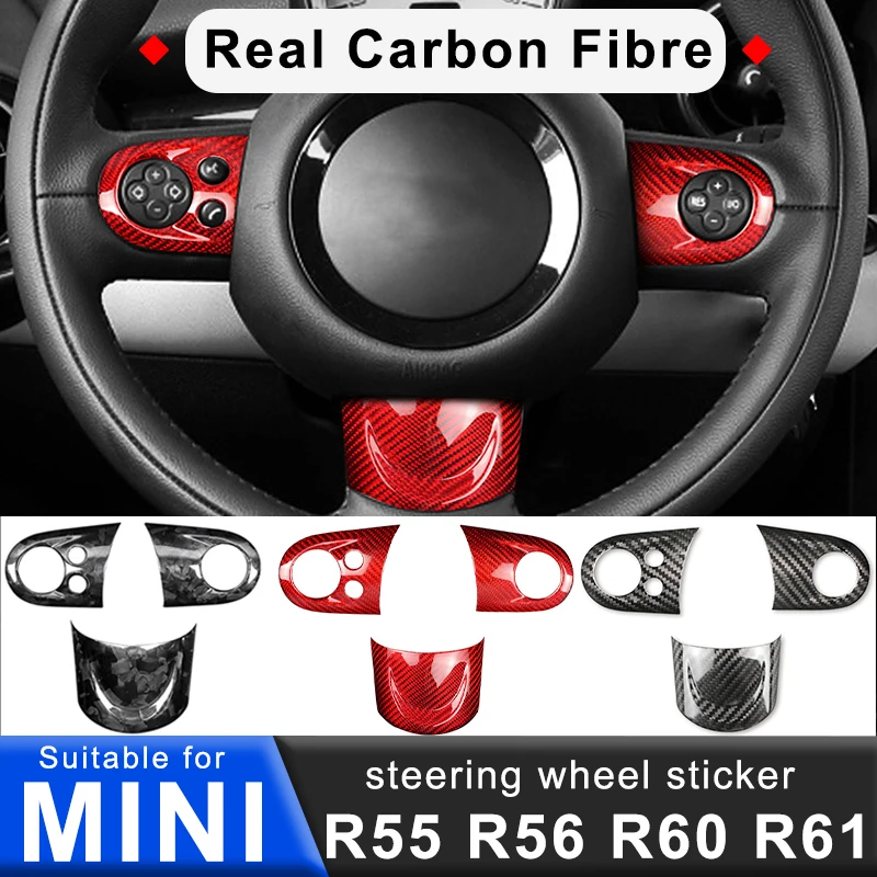 Car-Interior-Modification-Steering-Wheel-Carbon-Fibre-sticker-For-MINI ...