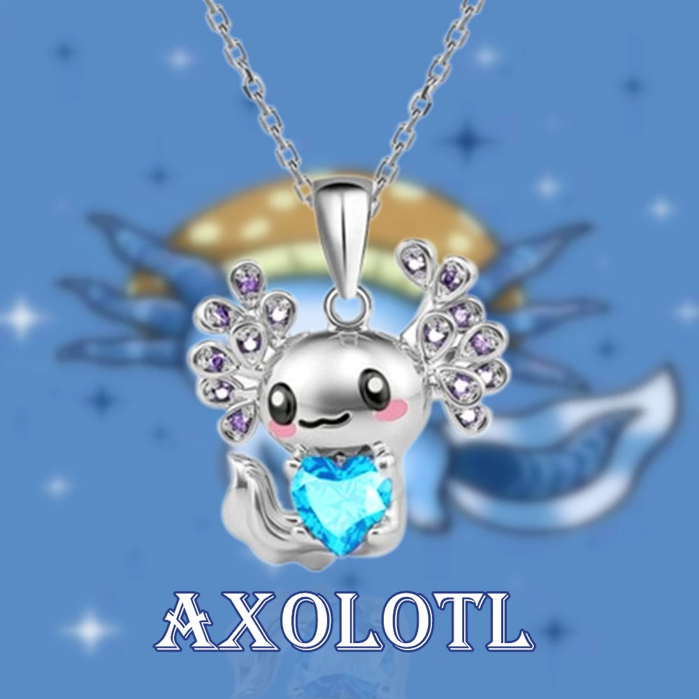 Collier pendentif dessin animé Axolotl mignon pour femme, bijoux ...