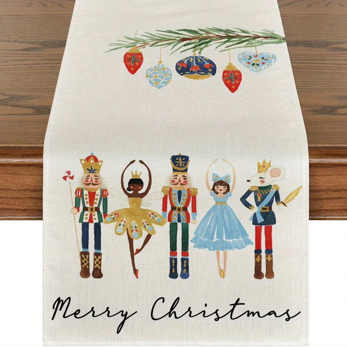 Merry Christmas Nutcrackers Linen Table Runners Dresser Scarf Winter ...