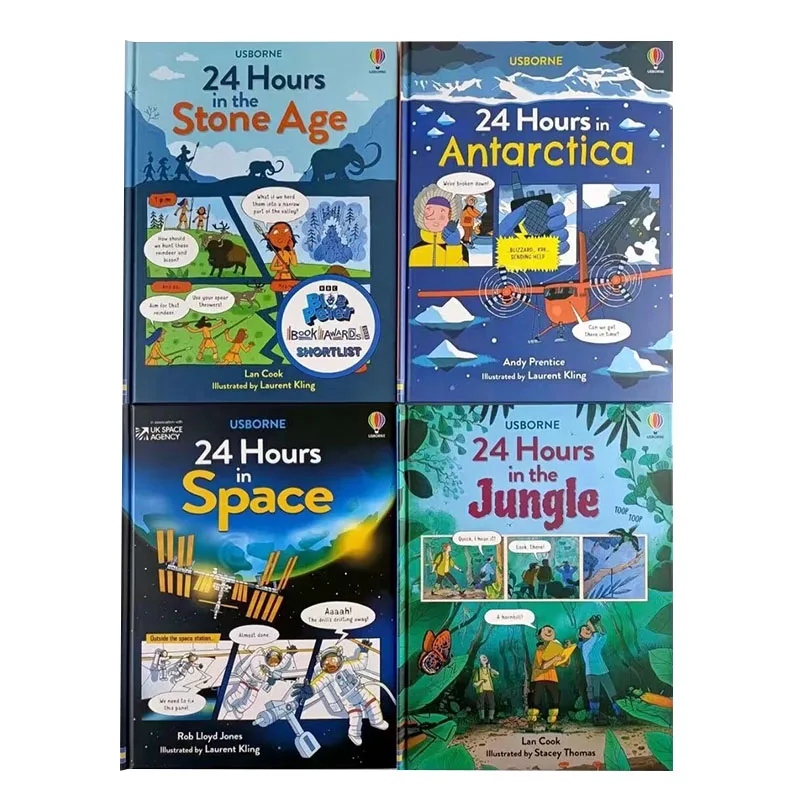 4books-Usborne-24-Hours-in-the-Stone-Age-Space-Jungle-Antarctica-Kids ...