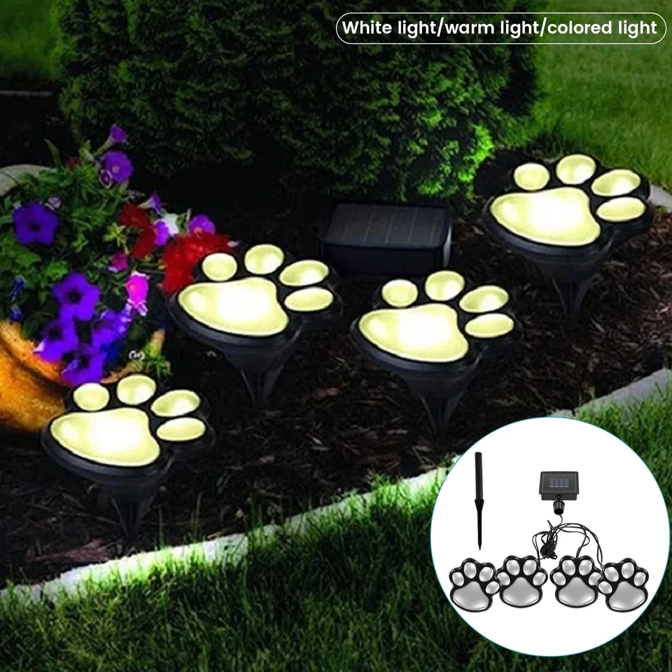 Smart Solar LED Walkway & Path Lights 4 Solar Paw Print Path Lights ...