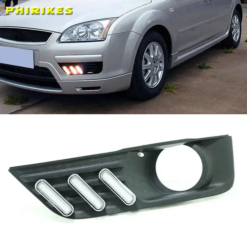 2PCS LED Daytime Running Lights For Ford Focus 2005 2006 Auto Dimming ...