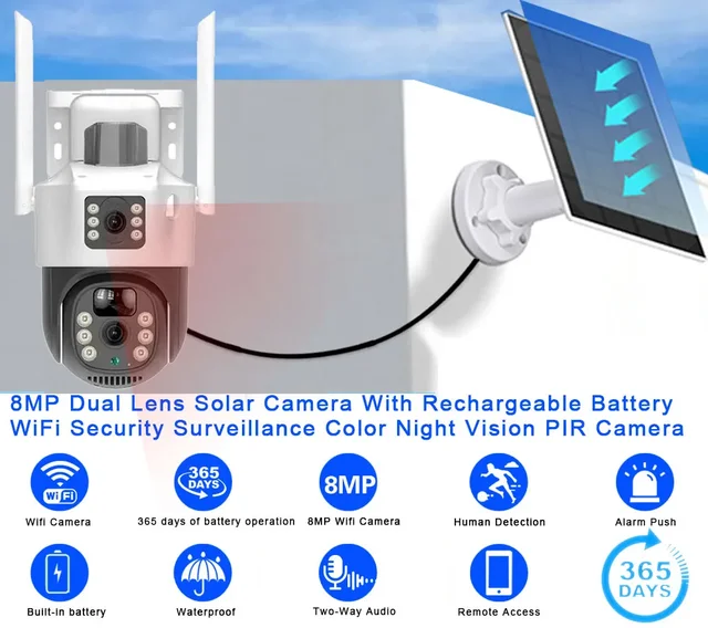 Outdoor Wireless Camera 2K Solar ,Battery Powered WiFi Outdoor Camera ...