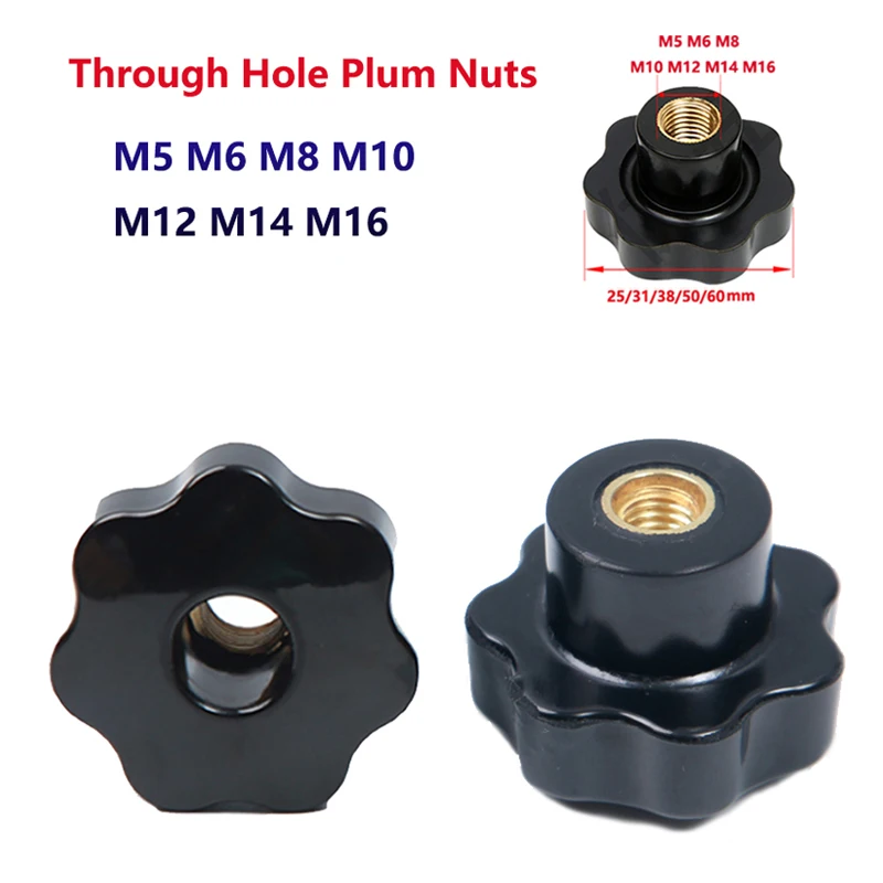 1pc-Plum-Bakelite-Hand-Tighten-Nuts-M5-M6-M8-M10-M12-M14-M16-Through ...