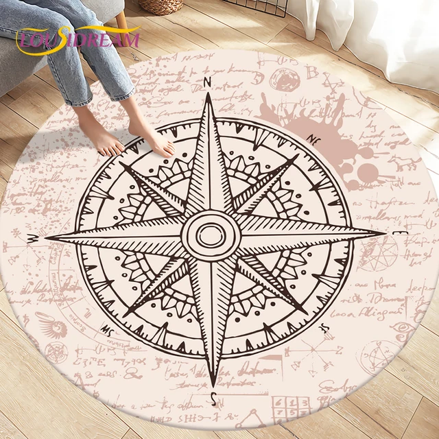 Compass Round Area Rug,Retro British Navy New World Discovery Rug ...