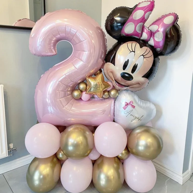 Juego-de-globos-de-papel-de-aluminio-con-cabeza-de-Minnie-Mouse-para ...