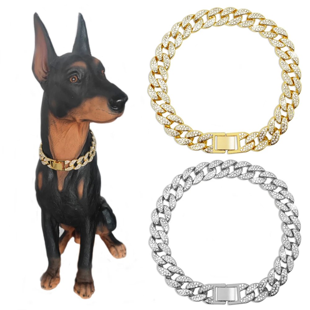 Luxury-Diamond-Dog-Cuban-Chain-Collar-with-Design-Buckle-Gold-Pet ...