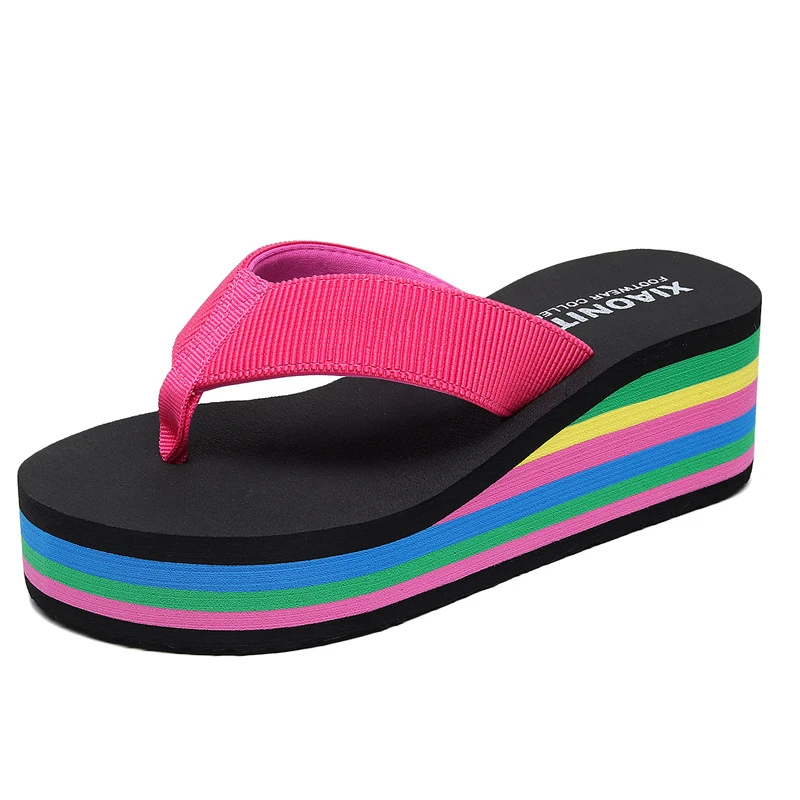 2024-Rainbow-Flip-flops-Women-s-Beach-Sandals-Summer-frosted-with-ultra ...