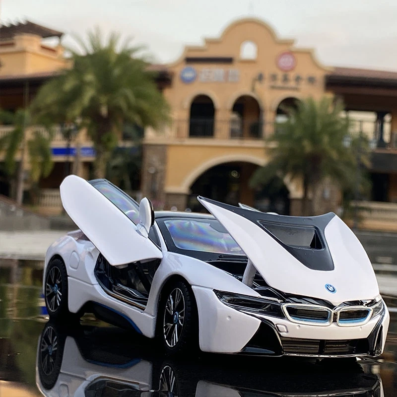 1:24 Bmw I8 Super Sports Car Metal Car Model Decoration High Simulation ...