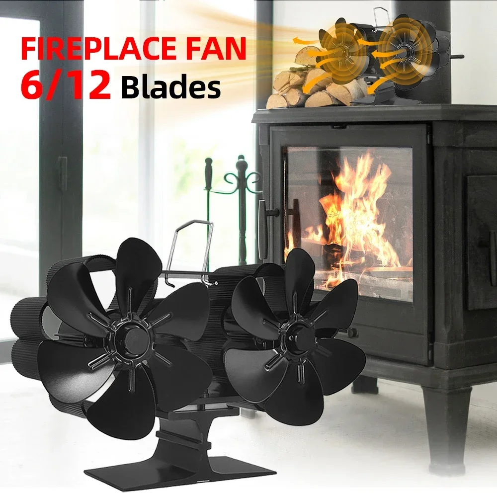 Heat-Powered-Stove-Fan-6-12-Blades-Fireplace-Fan-Desktop-Wall-Mounted ...