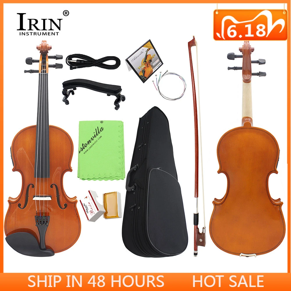 IRIN violín acústico eléctrico EQ, violín de madera maciza con estuche ...