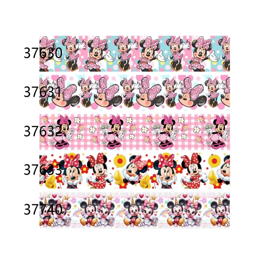 (5yards) Disney Minnie Mouse with Flower Printed Grosgrain Ribbon DIY ...