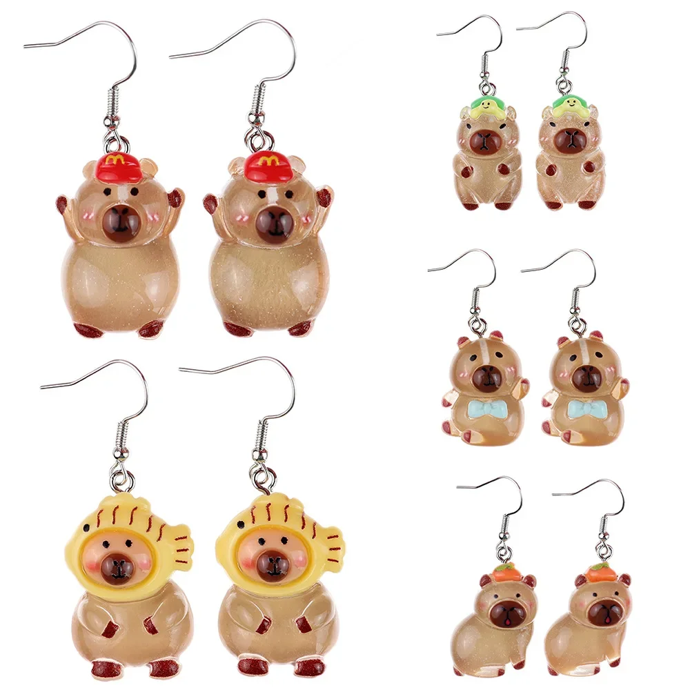 Newest-Kawaii-Cartoon-Capybara-Resin-Charms-Earring-Bright-Flatback ...