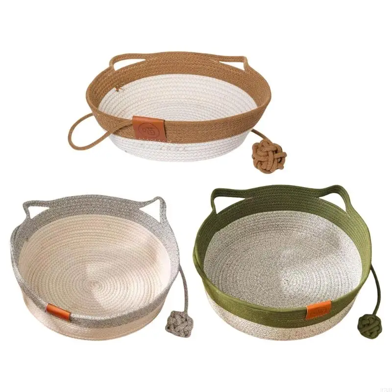 97QD Pet Scratch Basket Bed Handwoven Mat Cartoon Kittens Theme Dog ...