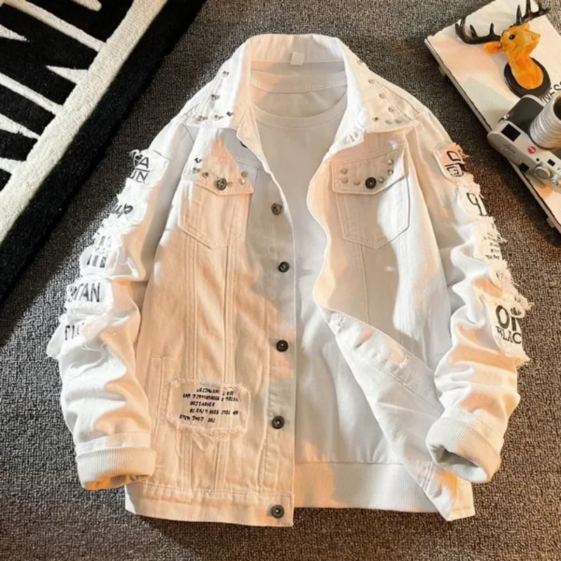 2025 Denim Jacket Patches Windbreaker Cotton Trucker Jacket Men Cowboy ...