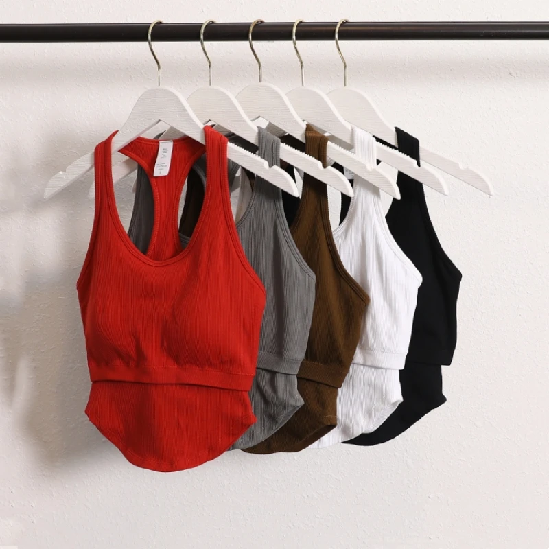 2024 New Workout Backless Sport Tops For Women Sleeveless Shirts Padded ...