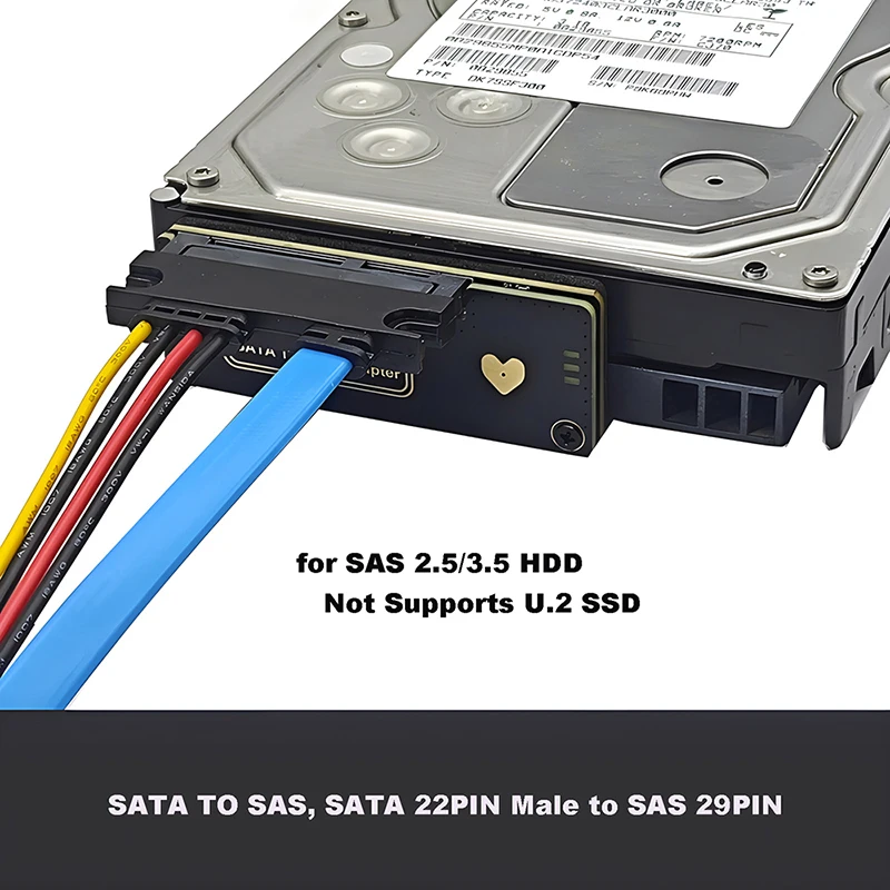 SATA 3.0 to SAS SSD Extend Card SATA 22PIN to SAS 29PIN Converter ...