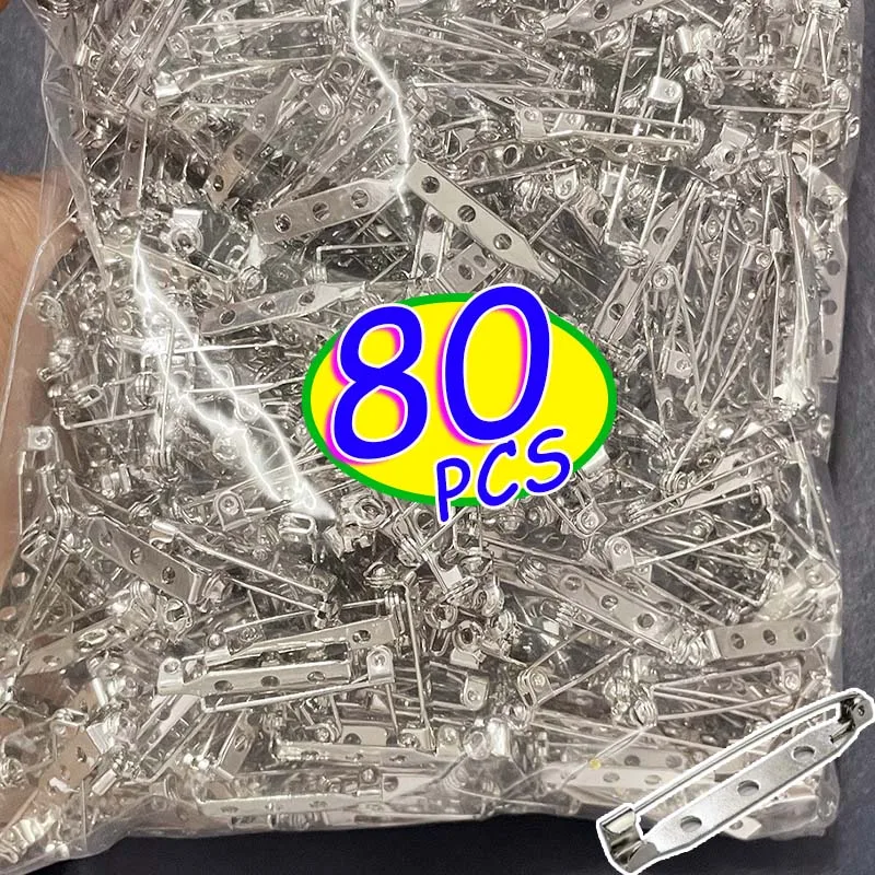 40-80pcs-Metal-Brooch-Base-DIY-Making-Jewelry-Back-Pins-Safety-Holder ...