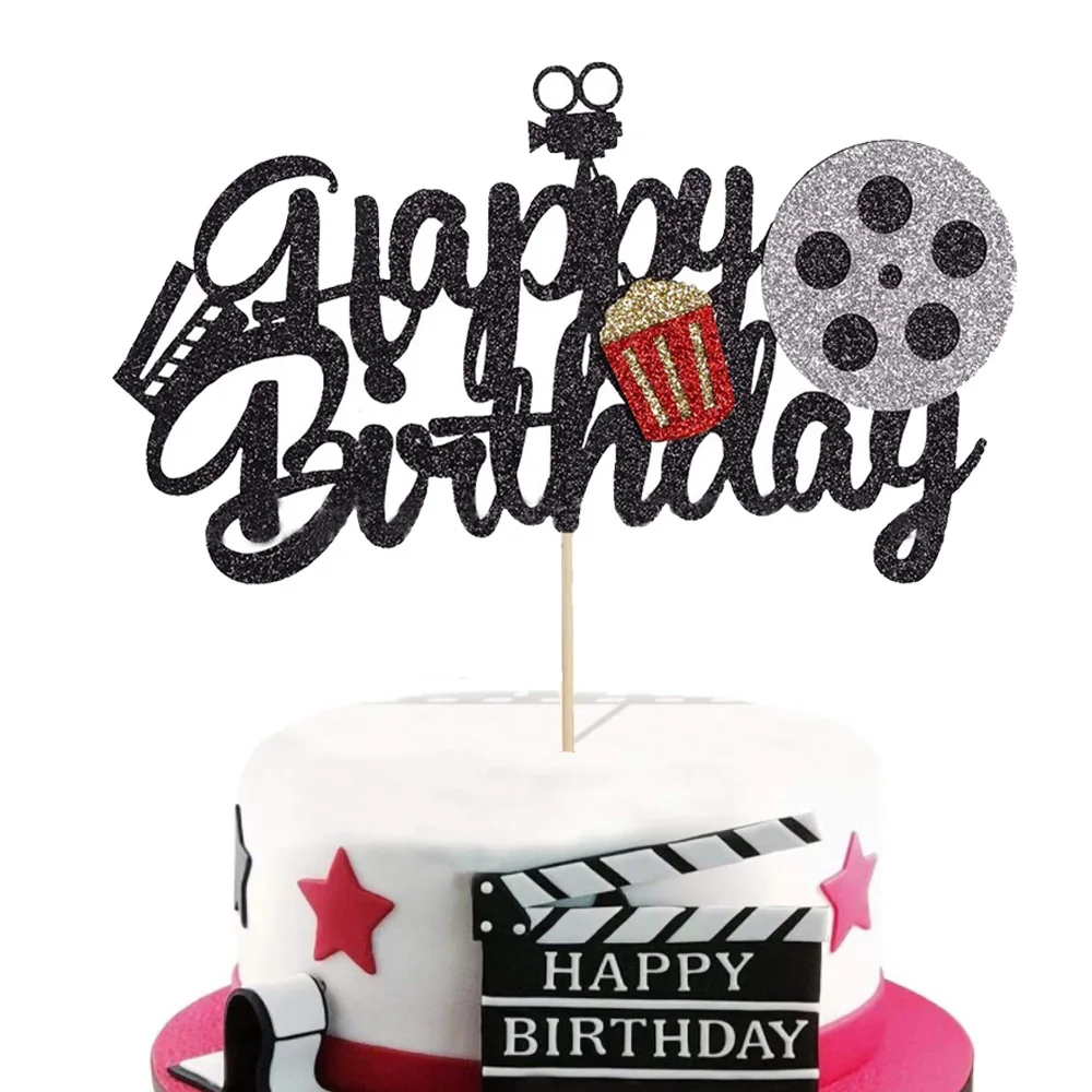 Glitter-Happy-Birthday-Movie-Cake-Toppers-Camera-Cake-Toppers-Video ...