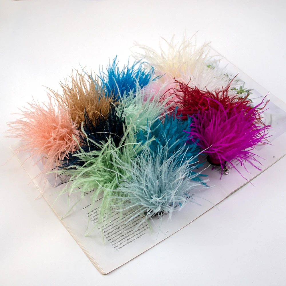 Natural-White-Ostrich-Feather-Brooch-Badge-Wedding-Party-Family-Banquet ...
