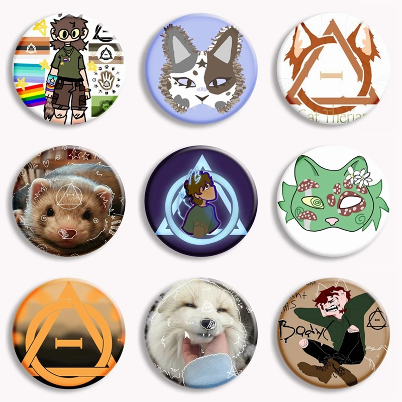Creative-Therian-Symbol-Cartoon-Button-Pin-Animal-Rainbow-Therian-Delta ...