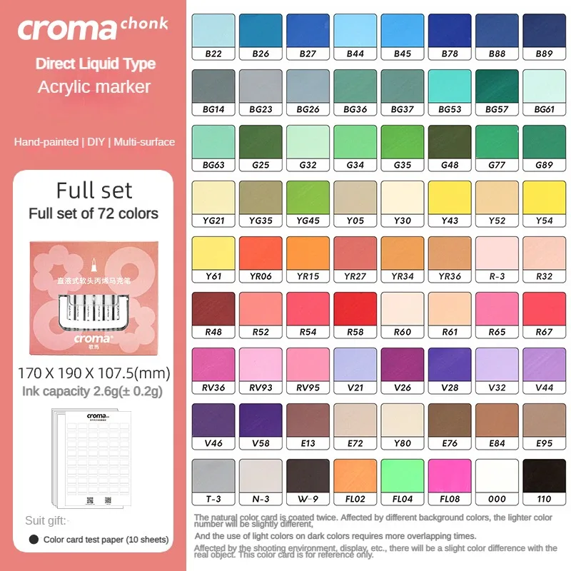 Croma-24-48-72-Colors-Acrylic-Direct-Liquid-Pens-Waterproof-Sketch-Oily ...