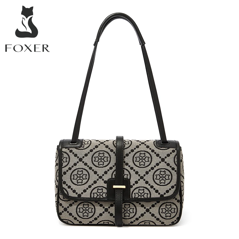 Foxer-Designer-Brand-Logo-Print-Underarm-Shoulder-Bag-para-mulheres ...