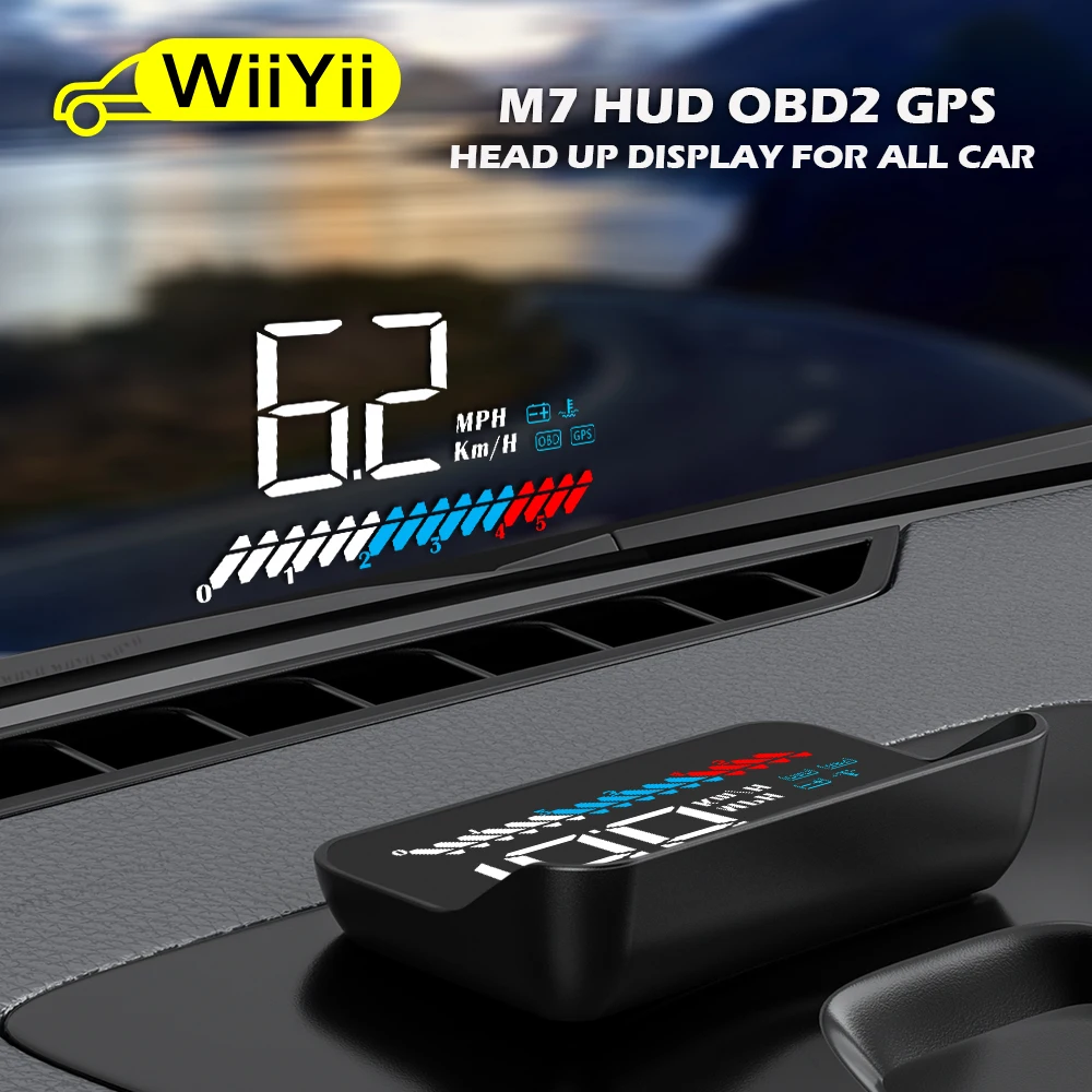 WiiYII-M7-Auto-OBD2-GPS-Head-Up-Display-Windshield-Car-HUD-Speedometer-Projector-Digital ...