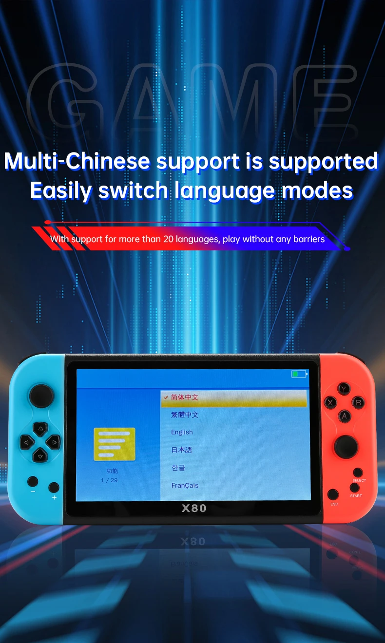 Generic X80 Portable Game Console 7-inch HD Large Screen Arcade PS1 ...