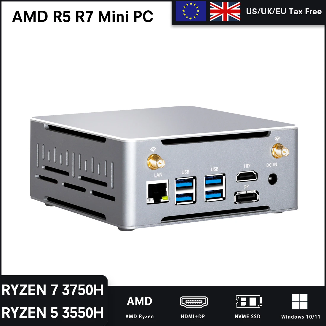 Amd Mini Pc Ryzen R7 3750h R5 3500u R3 3300u Barebone Hdmi Dp 4k ...