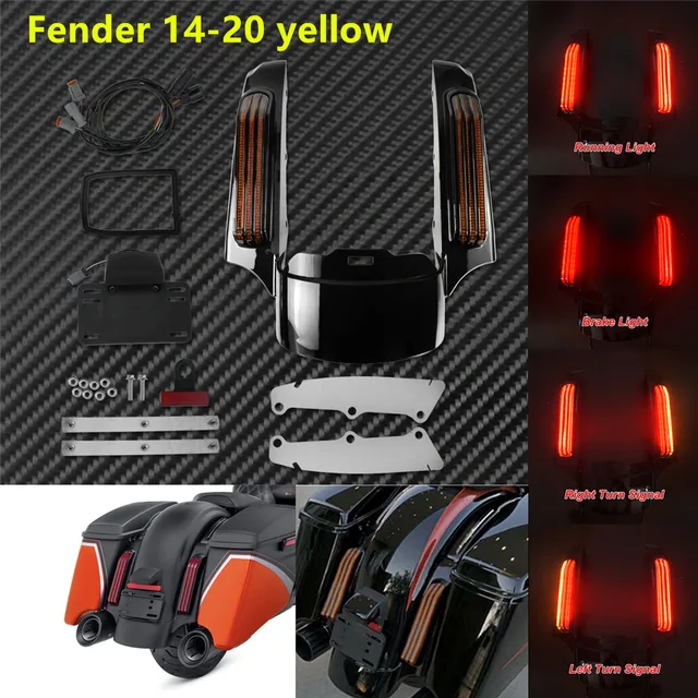 Motorcycle LED Light Rear Fender Fascia Set For Harley Touring Electra ...