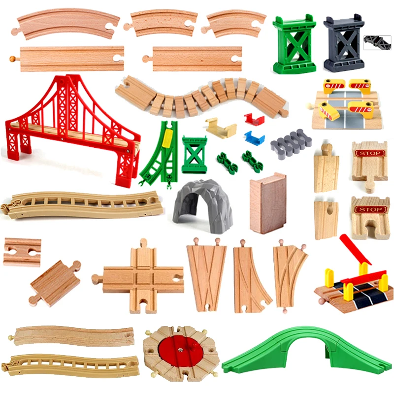 Wooden-Track-Railway-Toys-Beech-Wooden-Train-Track-Accessories-Fit-For ...