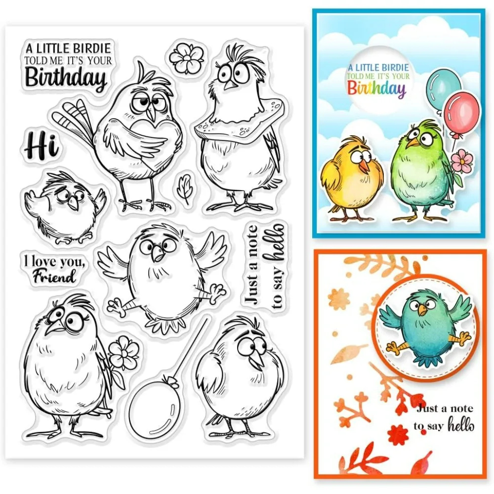 1pc Cartoon Birds Clear Stamps Funny Bird Clear Stamps Birthday Bird ...