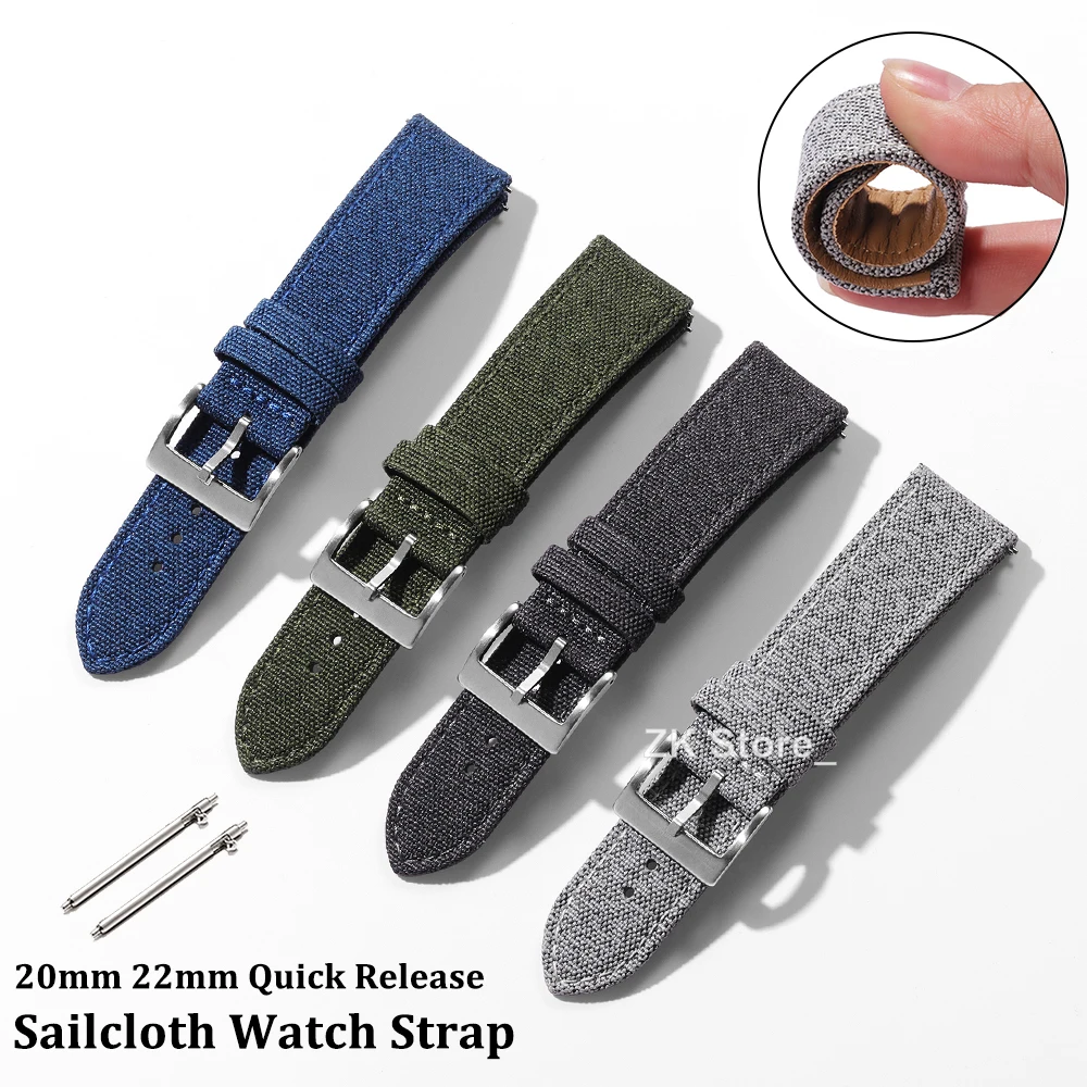 High Quality Sailcloth Watch Strap 20mm 22mm Band Waterproof Fabric ...