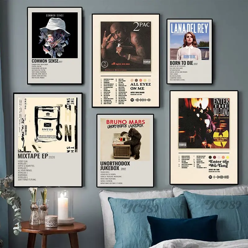 Hip Hop Rapper Music Album Cover Poster And Prints Wall Art Canvas ...