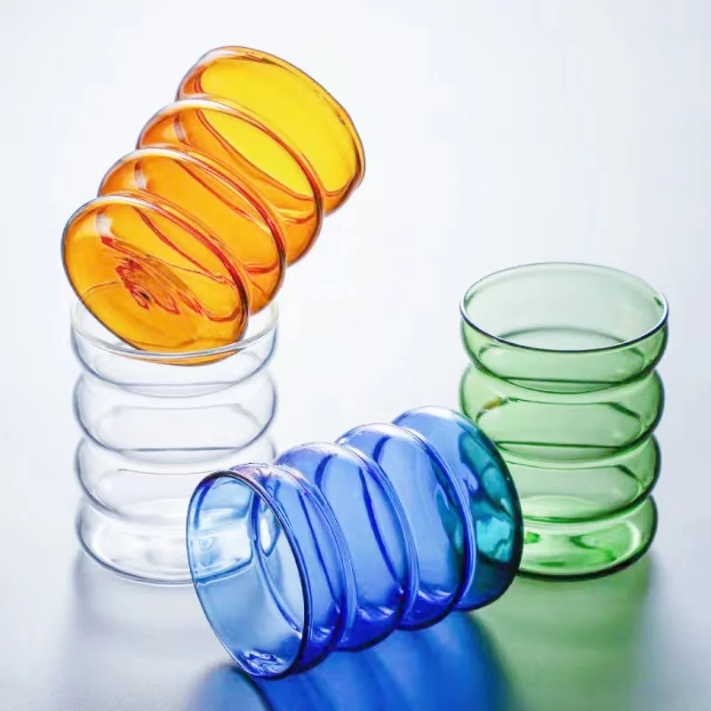 Creative Glass Kitchen Milk Coffee Cup Resistance To Hot Water Ripple ...