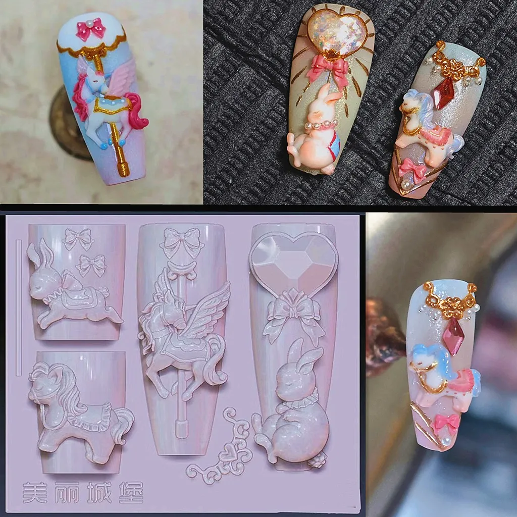 1Pc-Castle-Carousel-Bow-3D-Acrylic-Mold-Nail-Art-Decorations-DIY-Design ...