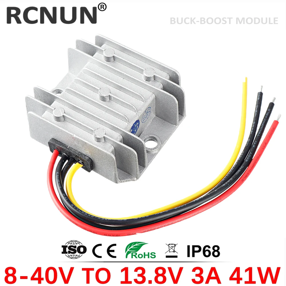 RCNUN DC DC Voltage Converter 8 40V 12V 24V to 13.8V 3A Automatic Buck Boost Power Module for ...