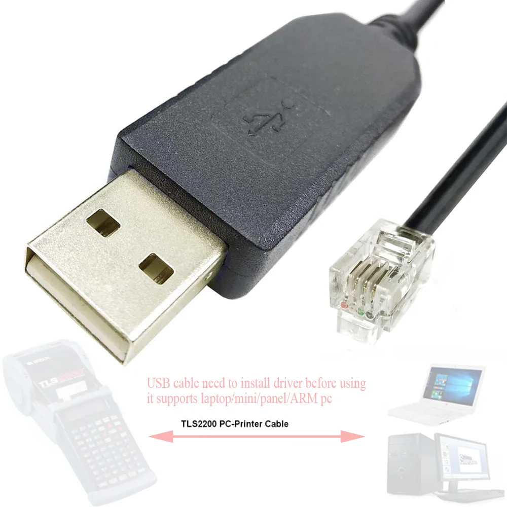 USB / RS232 to RJ22 Interface Converter Cable for Brady TLS2200 TLS2200 ...