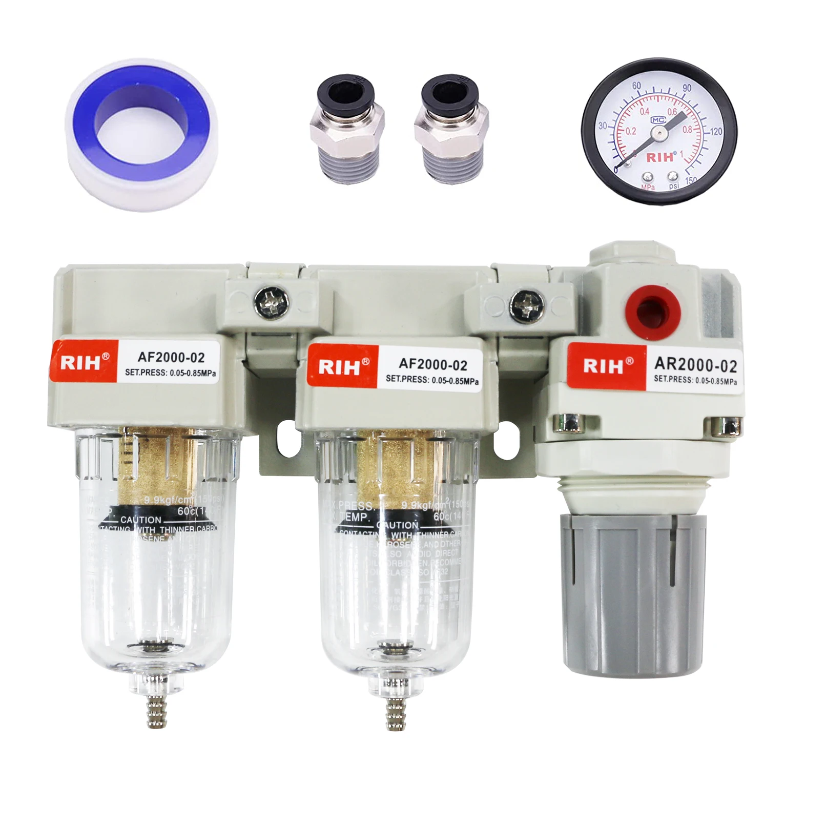 RIH-Pneumatic-AC2110-02-Double-Filtering-3-In-1-Air-Filter-Pressure ...