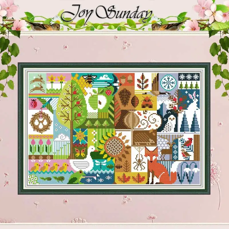 Four Seasons Patterns Counted Cross Stitch Set DIY 11CT 14CT Stamped ...