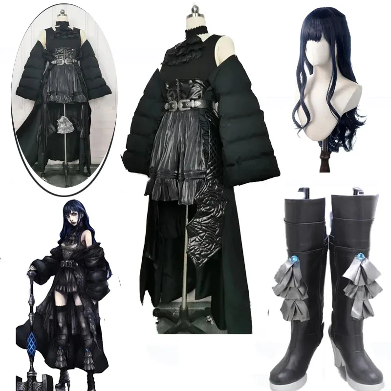 Game Final Fantasy XIV FF14 Gaia Cosplay Costume Dark Psychic Black ...