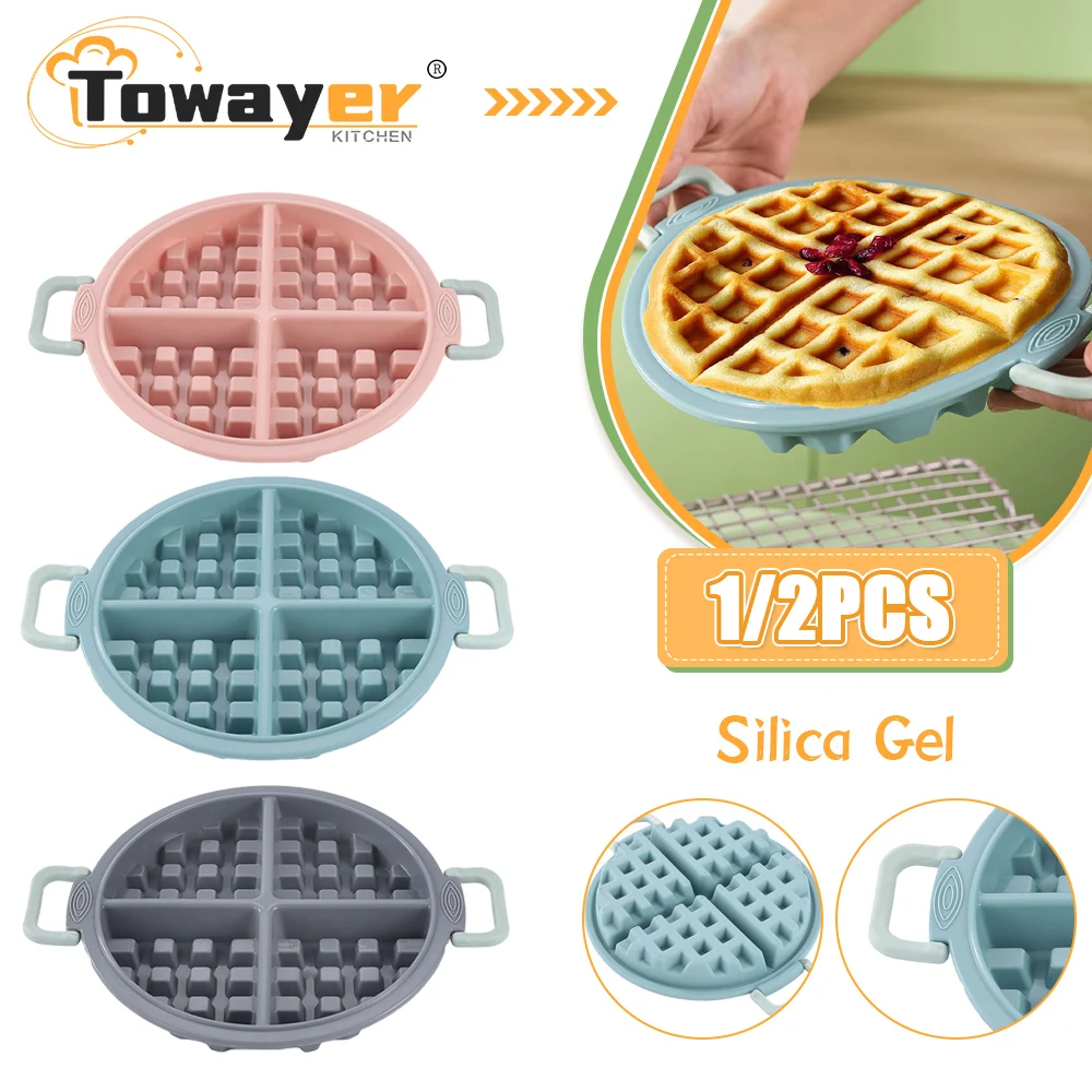 1/2Pcs Waffle Mold Silicone Round-Shaped Waffle Baking Non-Stick Molds ...