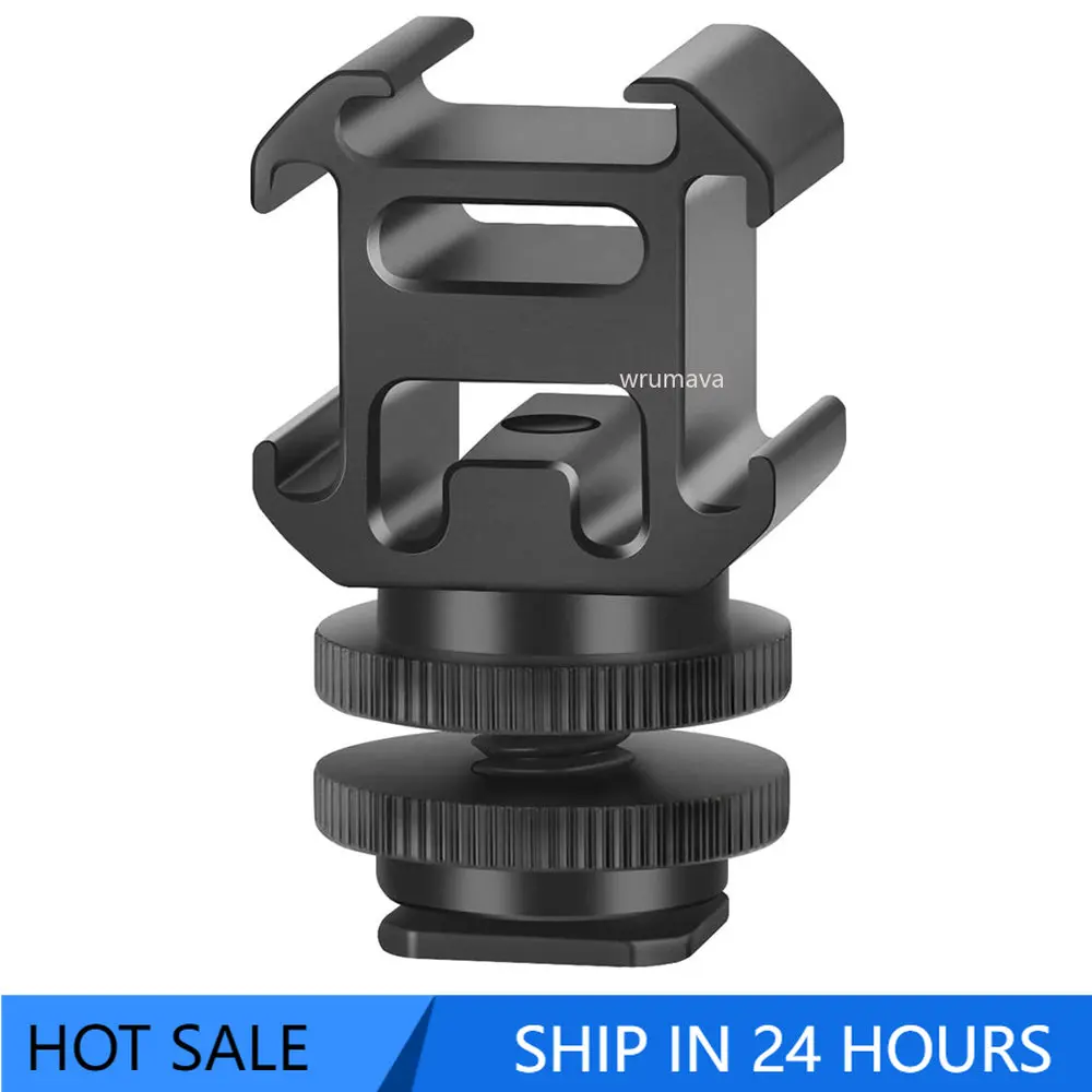 Aluminium Camera Hot Shoe Mount Adapter Video Triple Cold Shoe Bracket ...