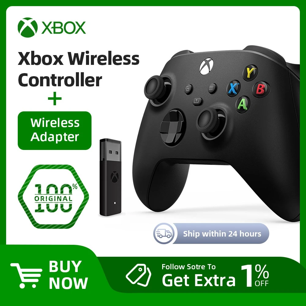 100% New Orginal Microsoft Xbox Wireless Controller + Wireless Adapter ...